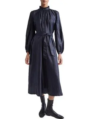 Max Mara Pinstripe Silk Twill Dress - Ultramarine