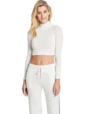 LEIMERE Mock Neck Crop Top Marshmallow