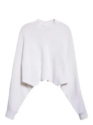 Alaïa Batwing Linen And Cotton Sweater - Blanc Naturel