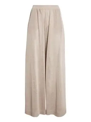Alaïa Fluid Linen & Silk Wide Leg Pants - Beige Clair