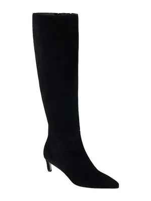 Matisse Elevate Pointed Toe Knee High Kitten Heel Boot - Black