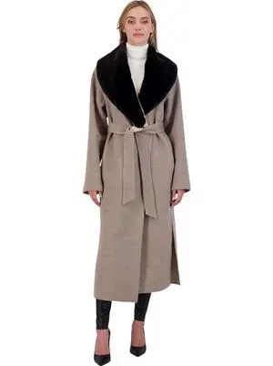 Gorski Loro Piana Wool Coat With Shearling Collar - Taupe/beige