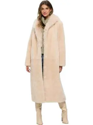 Gorski Sheared Genuine Shearling Coat - Light Beige