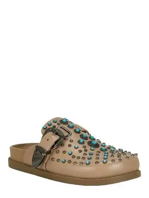 AZALEA WANG Studded Buckle Clogs Tan