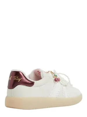 Aldo Lace Up Sneakers With Charms - White/bone