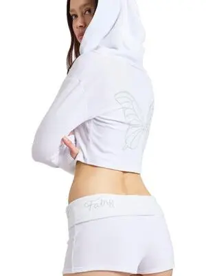 SPARKL Tracksuit Velour Shorts - White