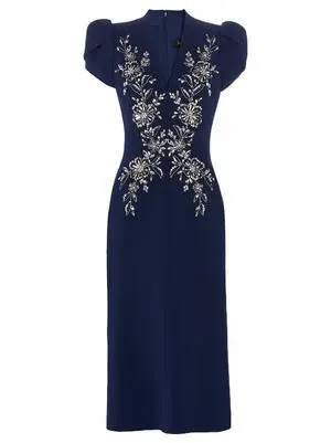Jenny Packham Freya Embroidered Midi Dress - Midnight Kiss