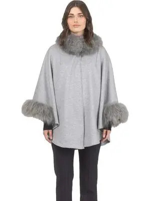 Gorski Wool And Cashmere Trimmed Cape - Gray