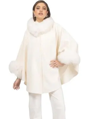 Gorski Wool And Cashmere Trimmed Cape - Ivory
