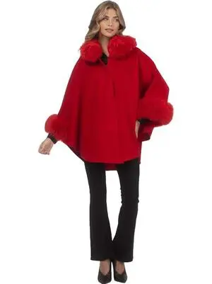 Gorski Wool And Cashmere Trimmed Cape - Red