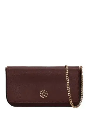 Gorski Leather Crossbody Bag With Chain Strap Burgundy