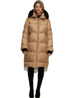 Gorski Long Down Jacket With Detachable Toscana Trim - Camel/black