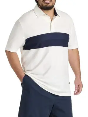 NAUTICA Big & Tall Chest Striped Polo Shirt - Sail White