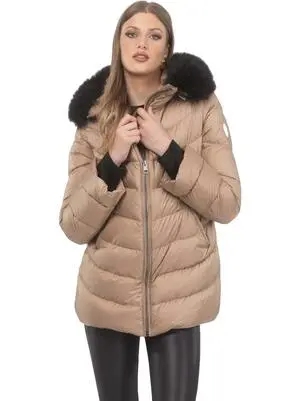 Gorski Après-ski Down Jacket With Toscana Hood Trim - Camel/black