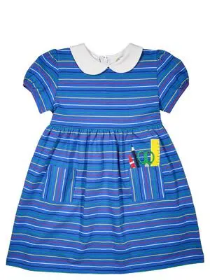 FLORENCE EISEMAN Stripe Knit Dress With Appliqu - Royal Multicolor