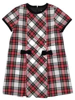 FLORENCE EISEMAN Tartan Plaid Dress With Bows - Red And White Plaid