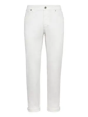 Brunello Cucinelli Traditional Fit Denim Trousers - Snow
