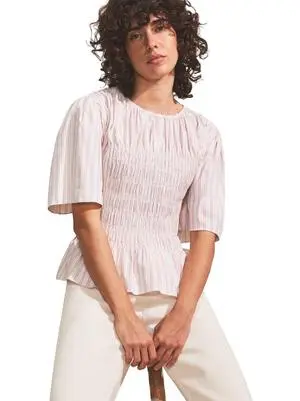 RO&ZO Stripe Shirred Top - Pink