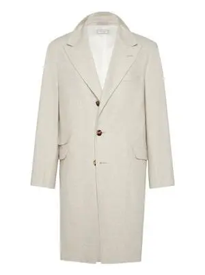 Brunello Cucinelli Cashmere Flannel Coat - Sand