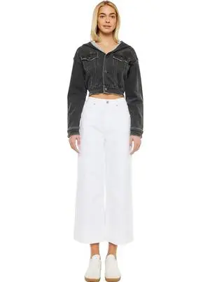 KANCAN Alfie 90's Cropped Wide Leg Jeans - White