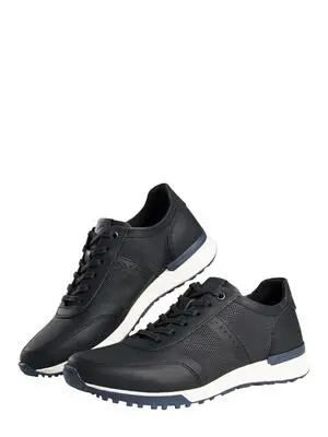 VELEZ Full Grain Leather Lace Up Sneakers - Black