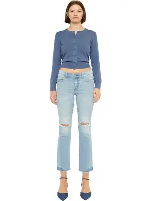 KANCAN Mid-rise Kick Flare Jeans - Light Wash