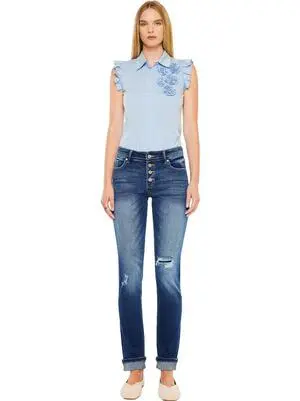 KANCAN Eternity Mid-rise Slim Straight Jeans - Dark Wash