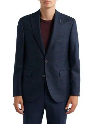 JACK VICTOR Esprit Deco Check Wool Mélange Sport Coat - Dark Teal
