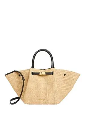 DEMELLIER Midi New York Straw East/West Tote Warm /black