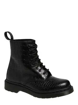 Dr. Martens 1460 Croc Embossed Combat Boot - Black