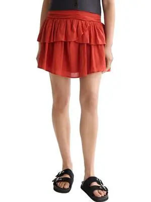 Scotch & Soda Crinkle Gauze Tiered Mini Skirt - Ketchup