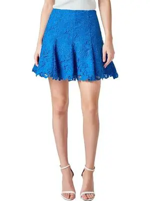 Endless Rose Lace Fit & Flare Godet Skirt - Multi Blue
