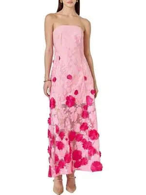 Endless Rose Embroidered Strapless Dress - Pink