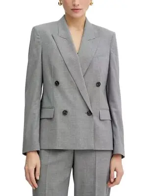 BOSS Double-breasted Wool Blazer - Grey