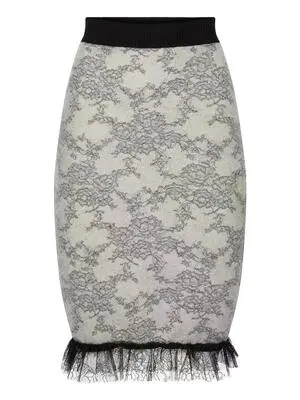 Nina Ricci Lace-pattern Midi Skirt - Grey