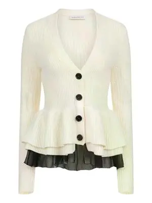 Nina Ricci Ruffled Wool Cardigan - White