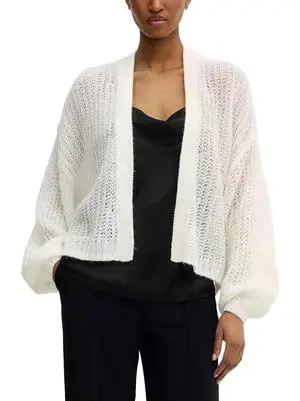 BOSS Balloon-sleeve Open-front Cardigan - White