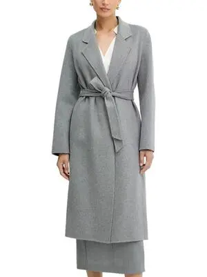 BOSS Belted Notch-lapel Coat - Grey