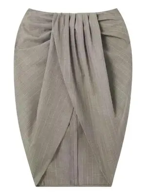 Stella McCartney Ruched Pinstripe Midi Skirt - Grey