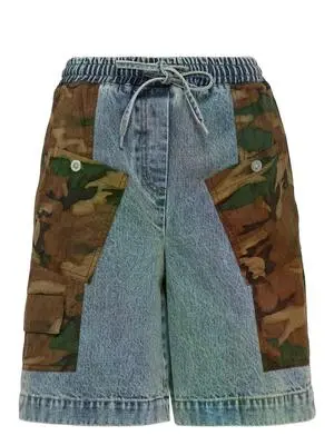 3.1 Phillip Lim Camouflage-panel Denim Shorts - Blue