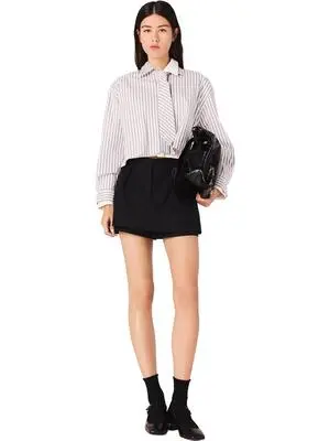 Maje Cotton Rhinestone Shirt With Removable Tie - Ecru Stripes