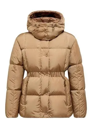 Moncler Agneux Square-quilted Hooded Down Jacket - Beige
