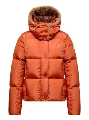 Moncler Castelnou Square-quilted Hooded Down Jacket - Orange