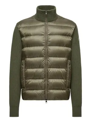Moncler Padded Wool & Cashmere Zip-up Cardigan - Green