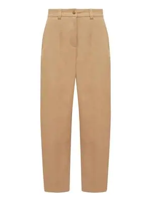 Moncler Straight Leg Cotton Gabardine Trousers - Beige