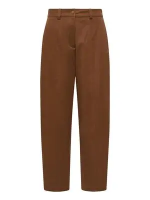 Moncler Straight Leg Cotton Gabardine Trousers - Brown