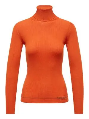 Moncler Logo Wool Turtleneck Sweater - Orange