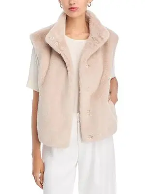 Herno Faux Fur Button Vest - Champagne