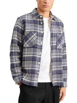 WAX LONDON Whiting Overshirt - Blue/ecru