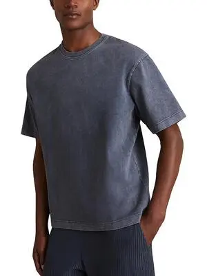 REISS Oversized Garment Dyed Tee - Indigo Blue